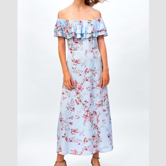 Zara | Dresses | Zara Ruffle Floral Maxi Dress | Poshmark